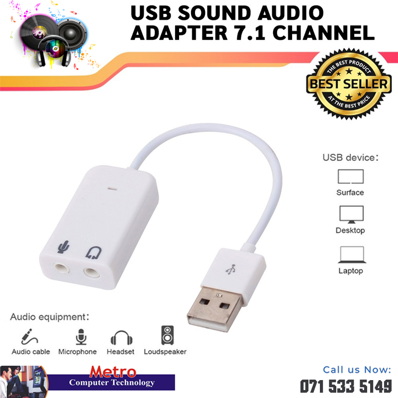 USB External Audio Sound Card to 3.5mm Earphone & Microphone Sound Card ...